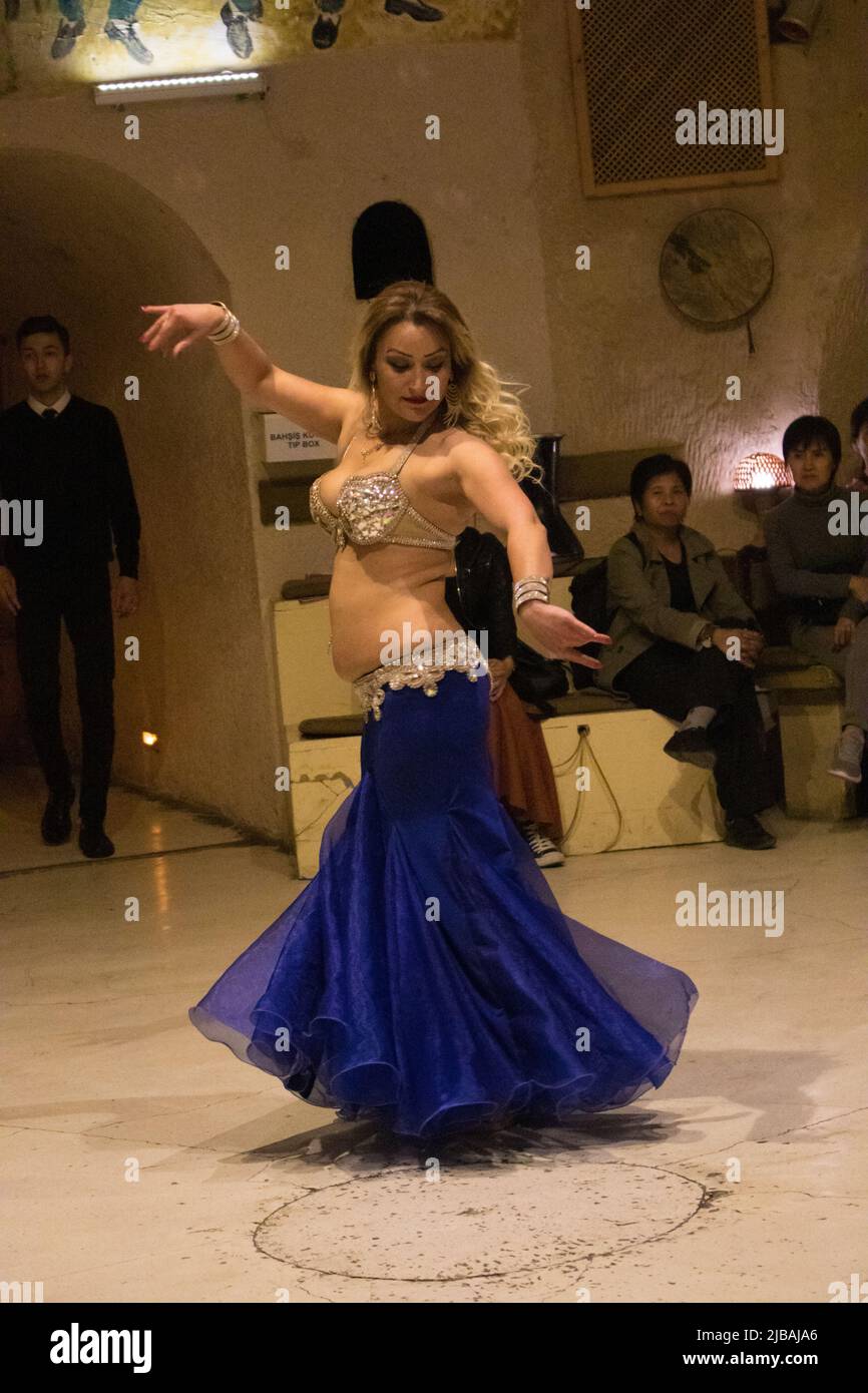 a turkish female dancer performing a küçek-belly dance for tourists in ...