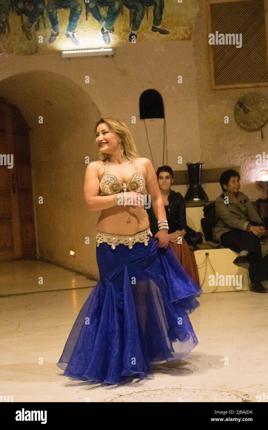 a turkish female dancer performing a küçek-belly dance for tourists in ...