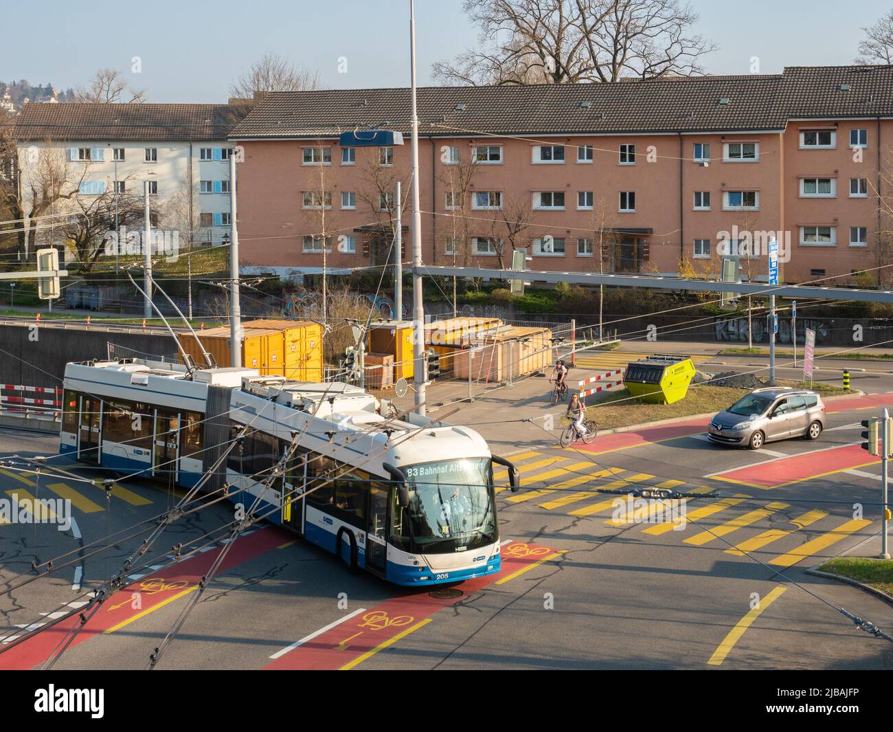 Zurich, Switzerland - March 26th 2022: An electric trolley bus passing ...