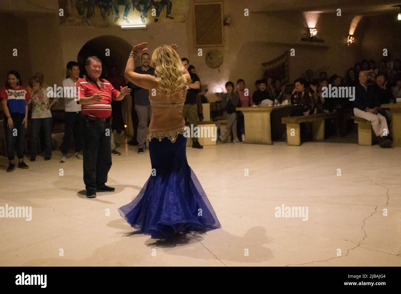 a turkish female dancer performing a küçek-belly dance for tourists in ...
