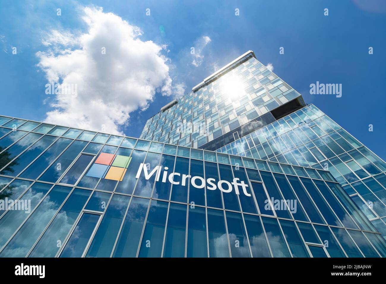Bucharest, Romania - June 04, 2022: View of Microsoft Romania ...