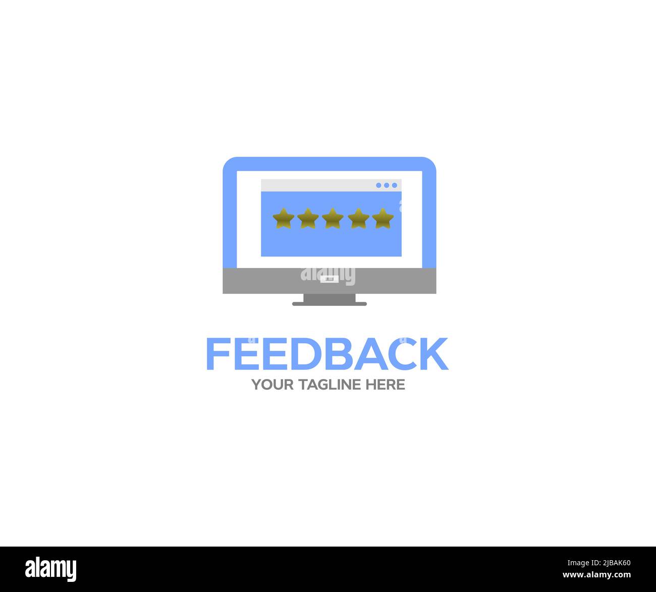 Feedback customers review on a laptop monitor logo design. People ...