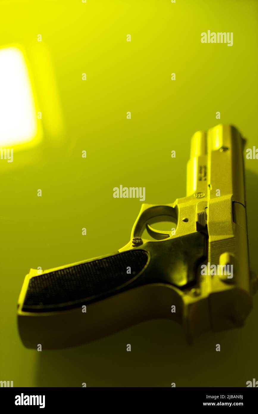 Automatic 9mm pistol gun crime thriller book cover design photo Stock ...