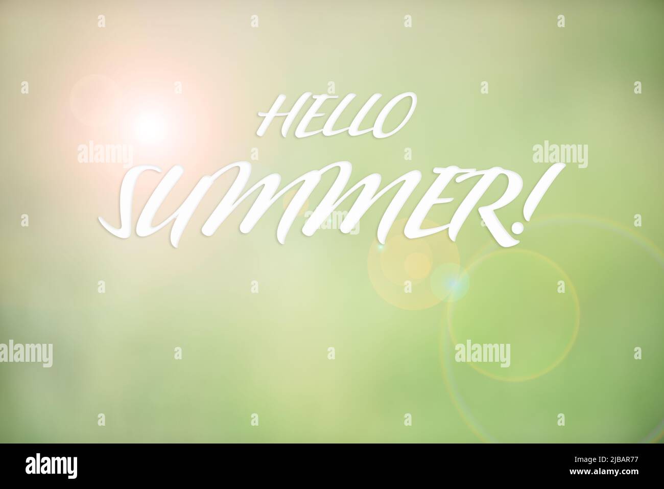 Summer background with sunshine and summer text Stock Photo - Alamy