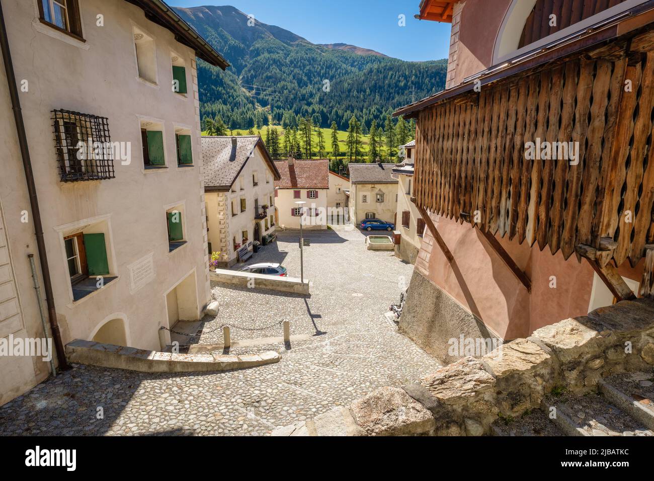S-Chanf, Switzerland - September 24, 2022: The village of S-Chanf in ...