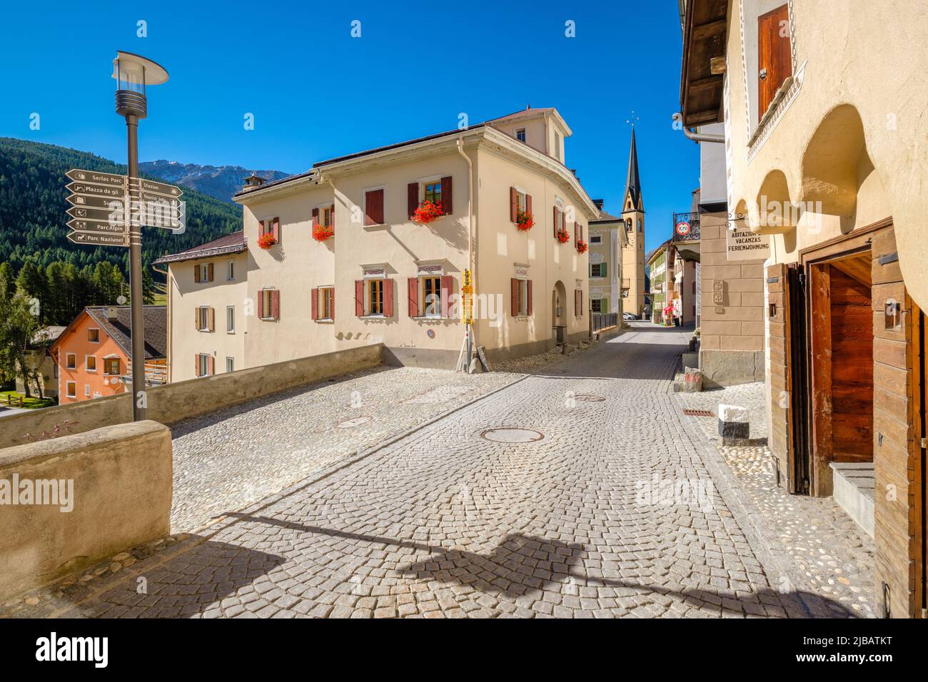 S-Chanf, Switzerland - September 24, 2022: The village of S-Chanf in ...
