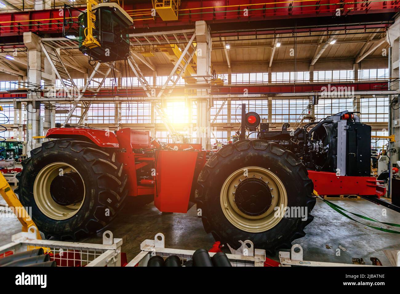 Assembly process of agricultural tractors in industrial workshop Stock ...