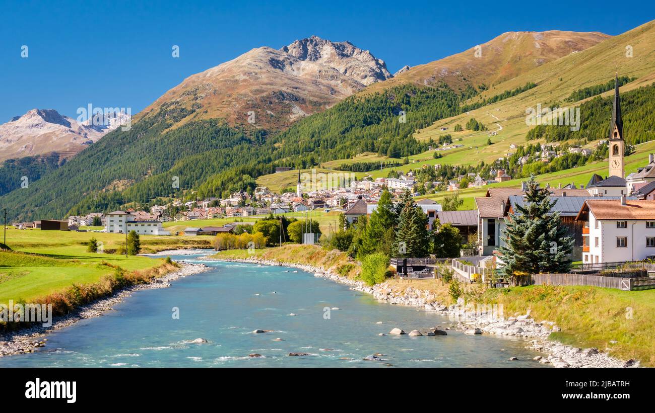 The village of S-Chanf, located in the Upper Engadine Valley (Grisons ...