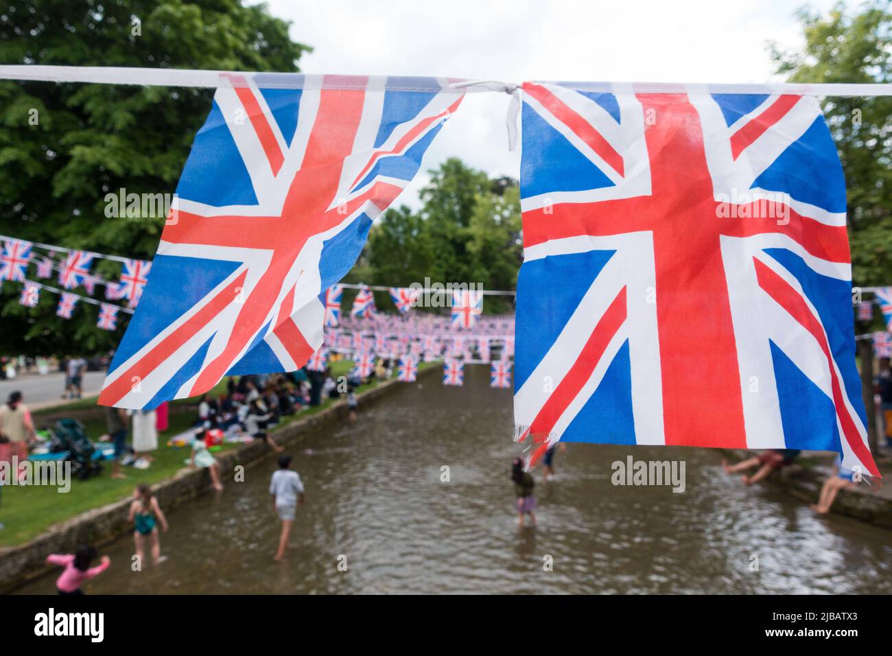 Bunting Union jack decorations for the Queen's Platinum Jubilee ...