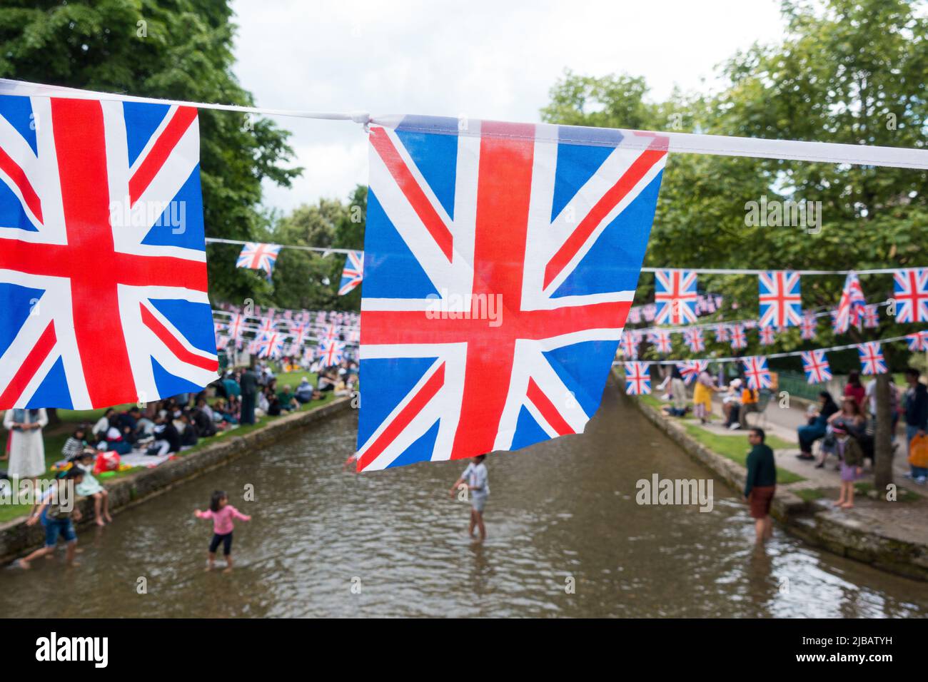 Bunting Union jack decorations for the Queen's Platinum Jubilee ...