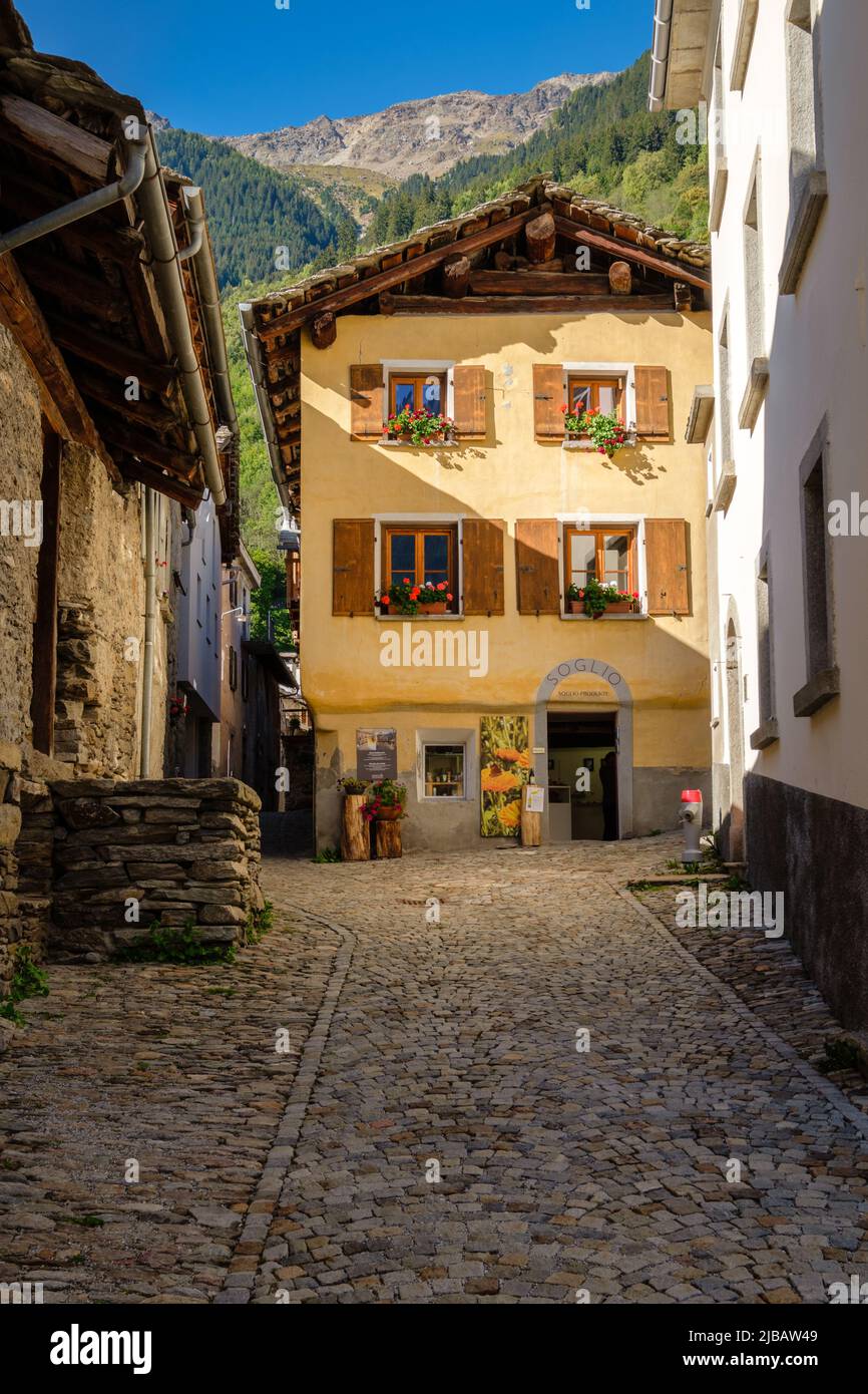 Soglio, Switzerland - September 24, 2022: Small grocery store in the ...