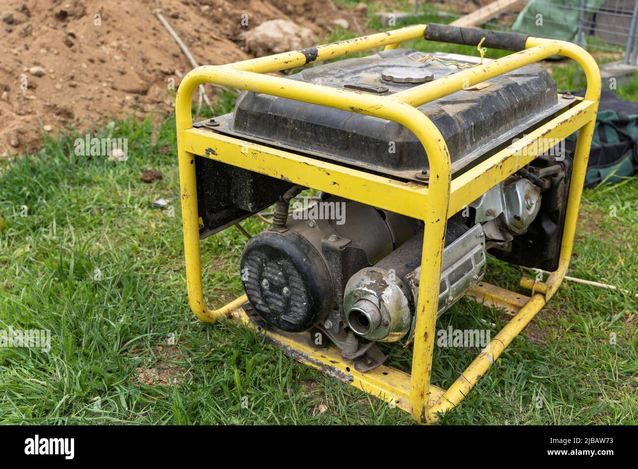 portable gasoline generator operating on a construction site Stock ...