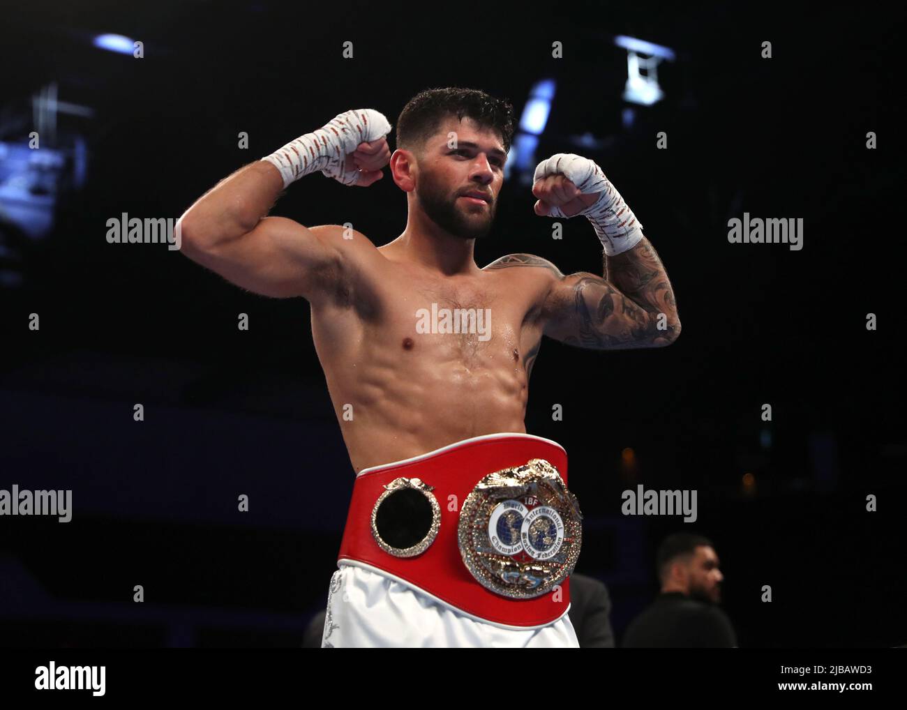 Joe Cordina celebrates defeating Kenichi Ogawa in the International ...