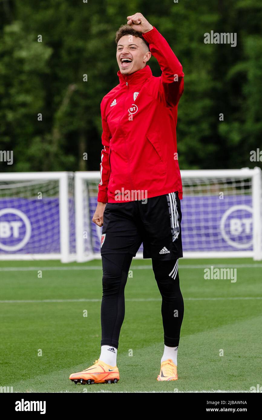 PONTYCLUN, WALES - 04 JUNE 2022: Wales' Ethan Ampadu during a training ...