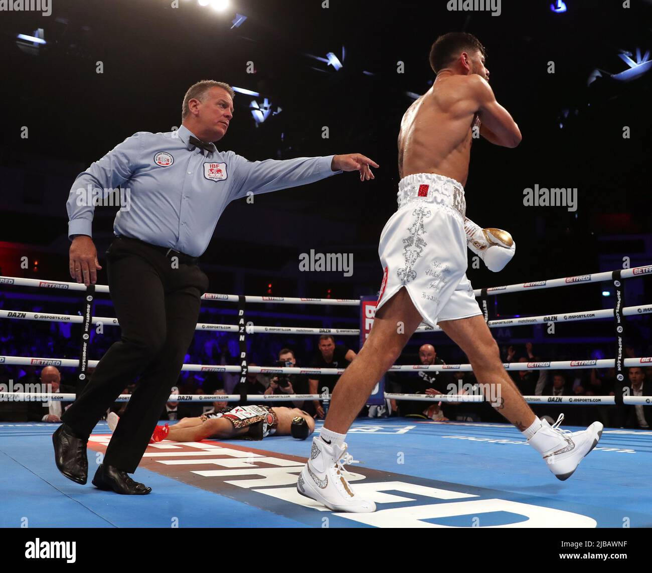 Joe Cordina reacts after landing the knock-out blow on Kenichi Ogawa in ...