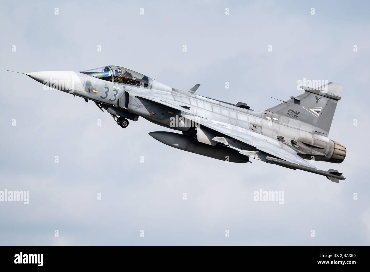 A Saab JAS 39 Gripen fighter jet from the Kecskemét Air Base of the ...