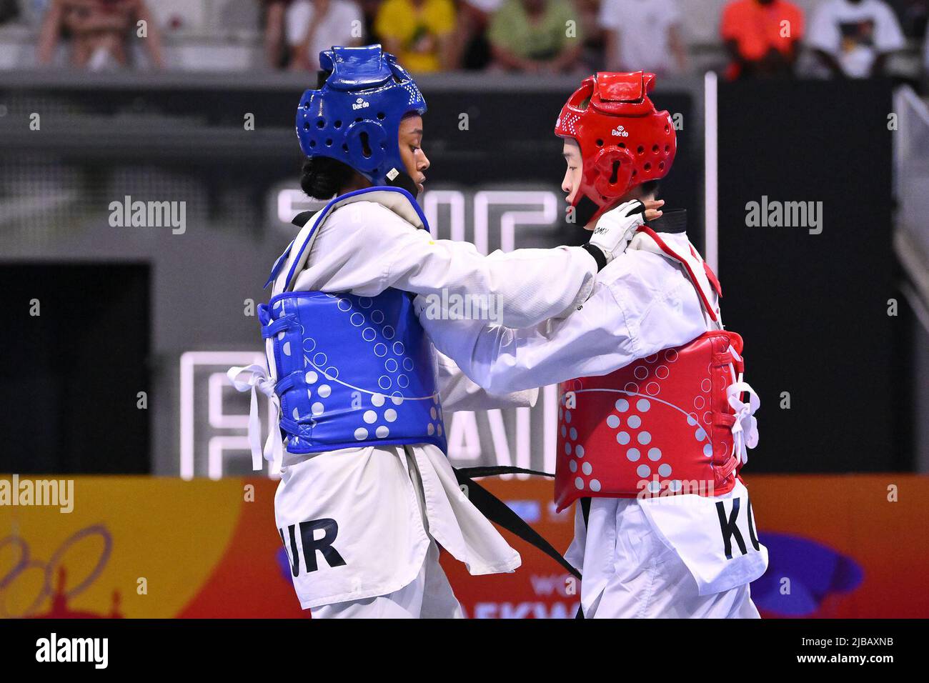 Crystal WEEKES (PUR) vs Dabin LEE (KOR) during the Final +67Kg Women ...