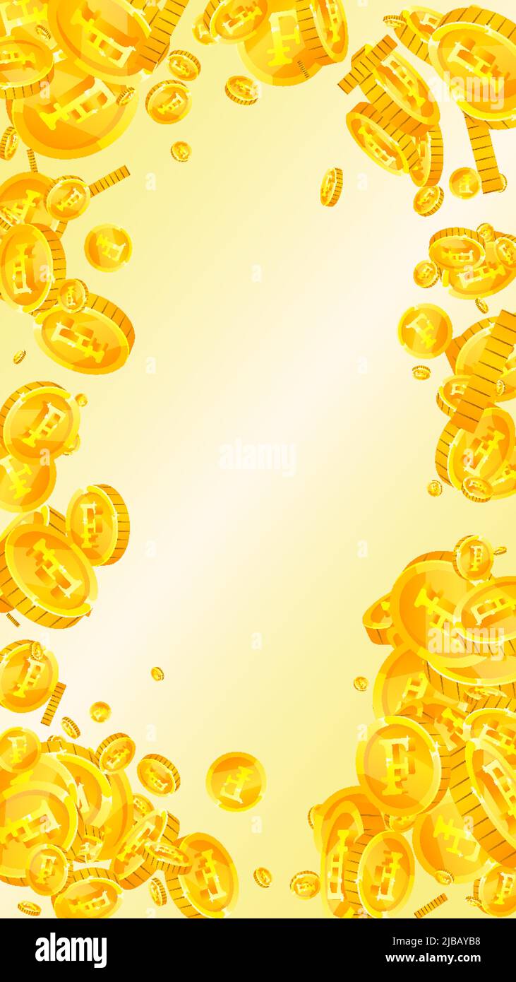 Swiss franc coins falling. Authentic scattered CHF coins. Switzerland ...