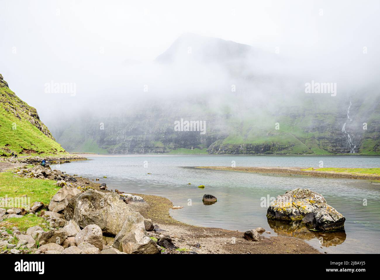Seawater lagoon in Saksun, Eysturoy Island, Faroe Islands Stock Photo ...