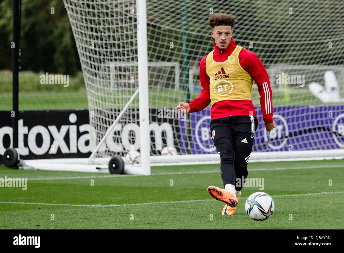 PONTYCLUN, WALES - 04 JUNE 2022: Wales' Ethan Ampadu during a training ...