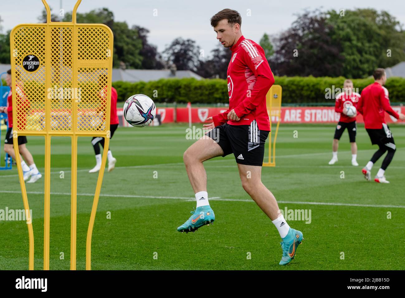 PONTYCLUN, WALES - 04 JUNE 2022:Wales' Mark Harris during a training ...