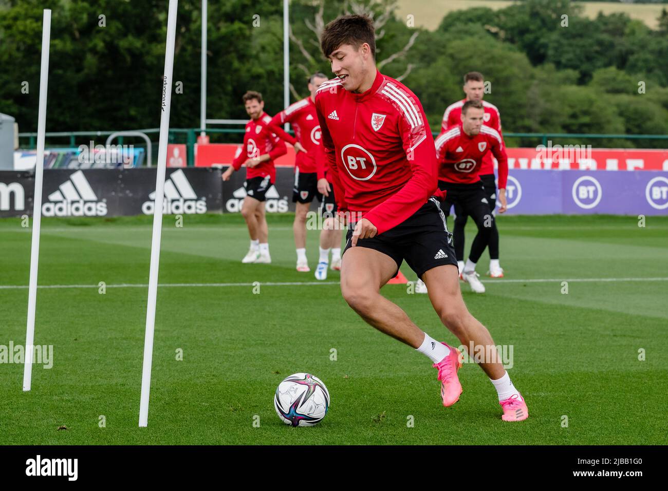 PONTYCLUN, WALES - 04 JUNE 2022: Wales' Rubin Colwill during a training ...