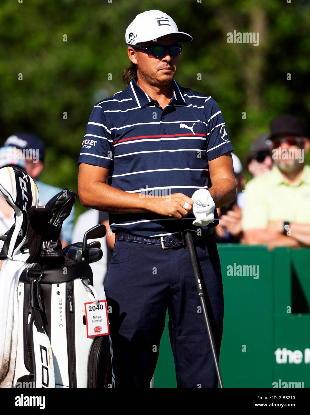 Dublin, Ohio, USA. 4th June, 2020. Rickie Fowler (USA) before hitting ...