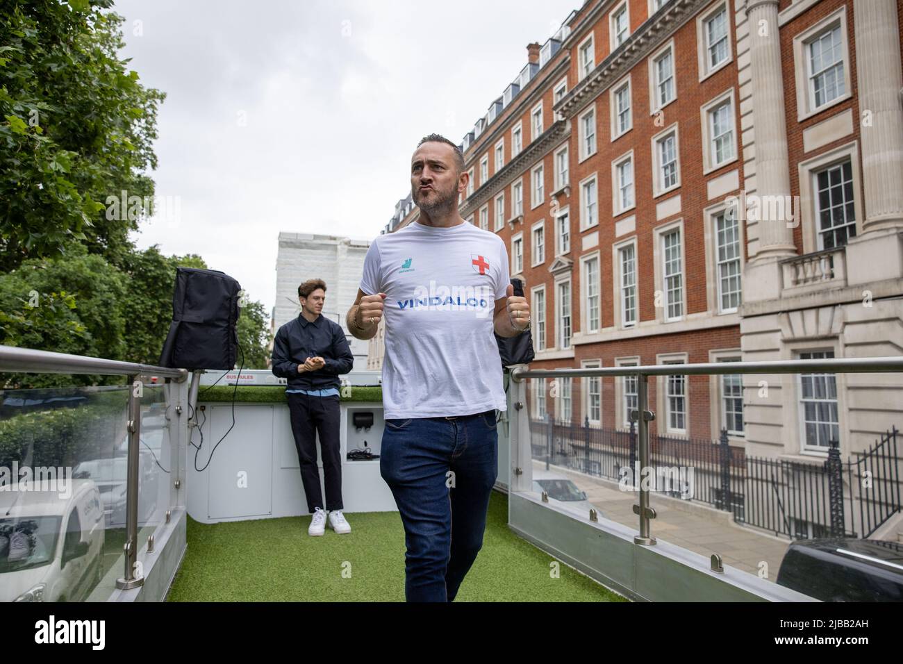Will Mellor is driven around London on a bus, promoting the Vindaloo ...