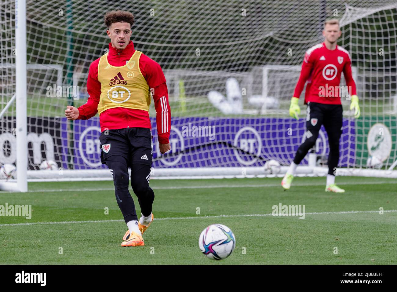 PONTYCLUN, WALES - 04 JUNE 2022: Wales' Ethan Ampadu during a training ...