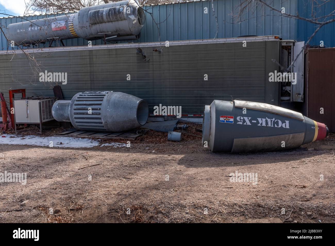 rocket/missile components or props ? industrial yard in Albuquerque ...