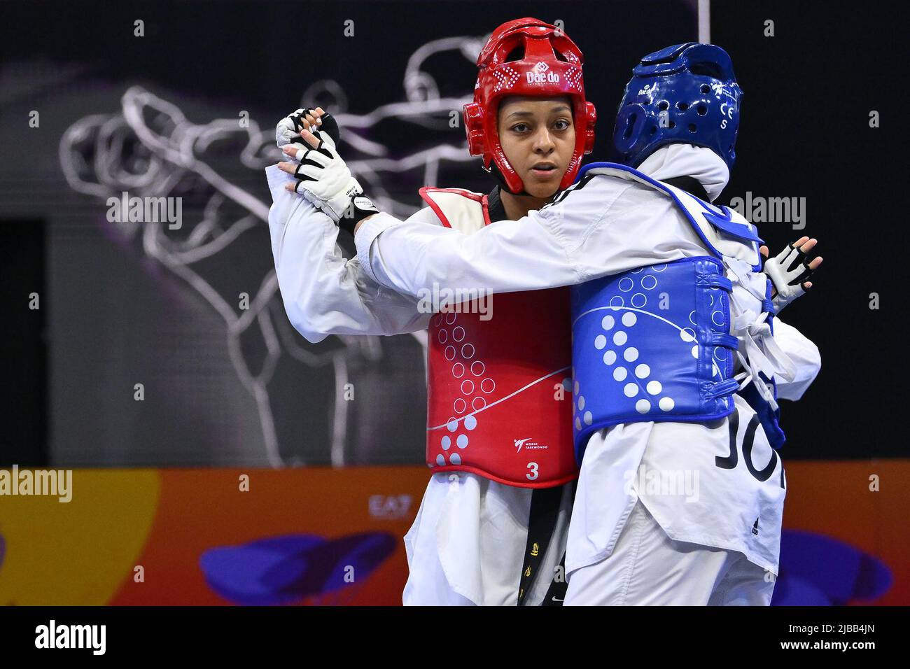 Julyana AL-SADEQ (JOR) vs Magda WIET HENIN (FRA) during the final -67Kg ...