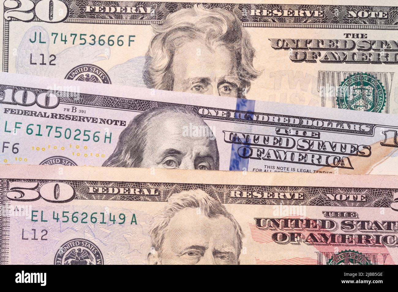 A concept studio shot where each man on the front of USA currency ...