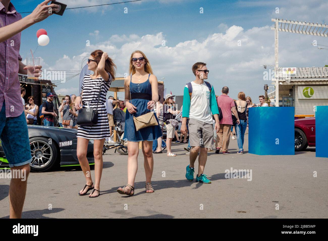 Moscow, Russia — August 06 2016: Faces & Laces - girls walk around the ...