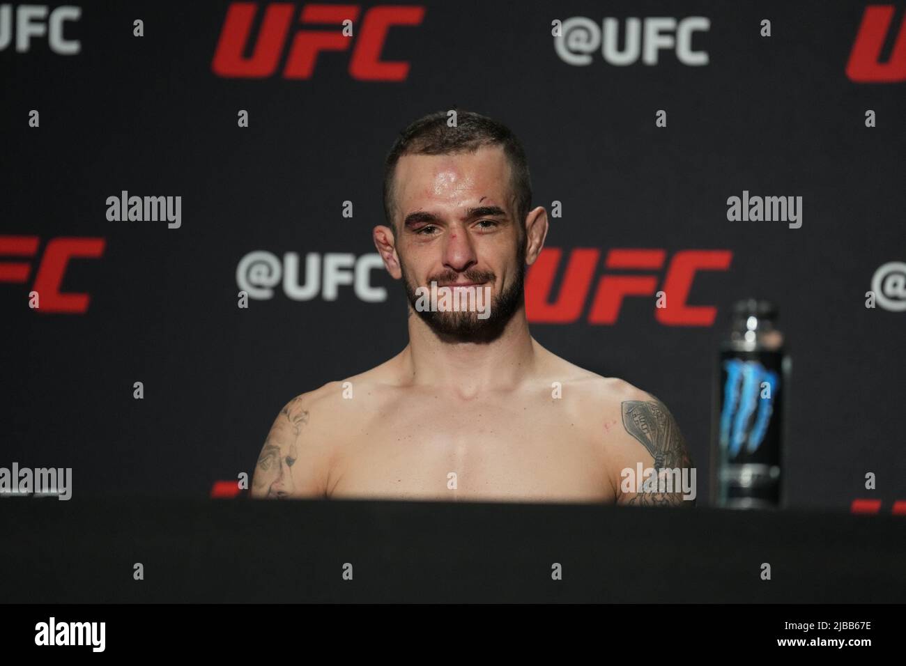 LAS VEGAS, NV - May 4: Lucas Almeida speaks with the press following ...