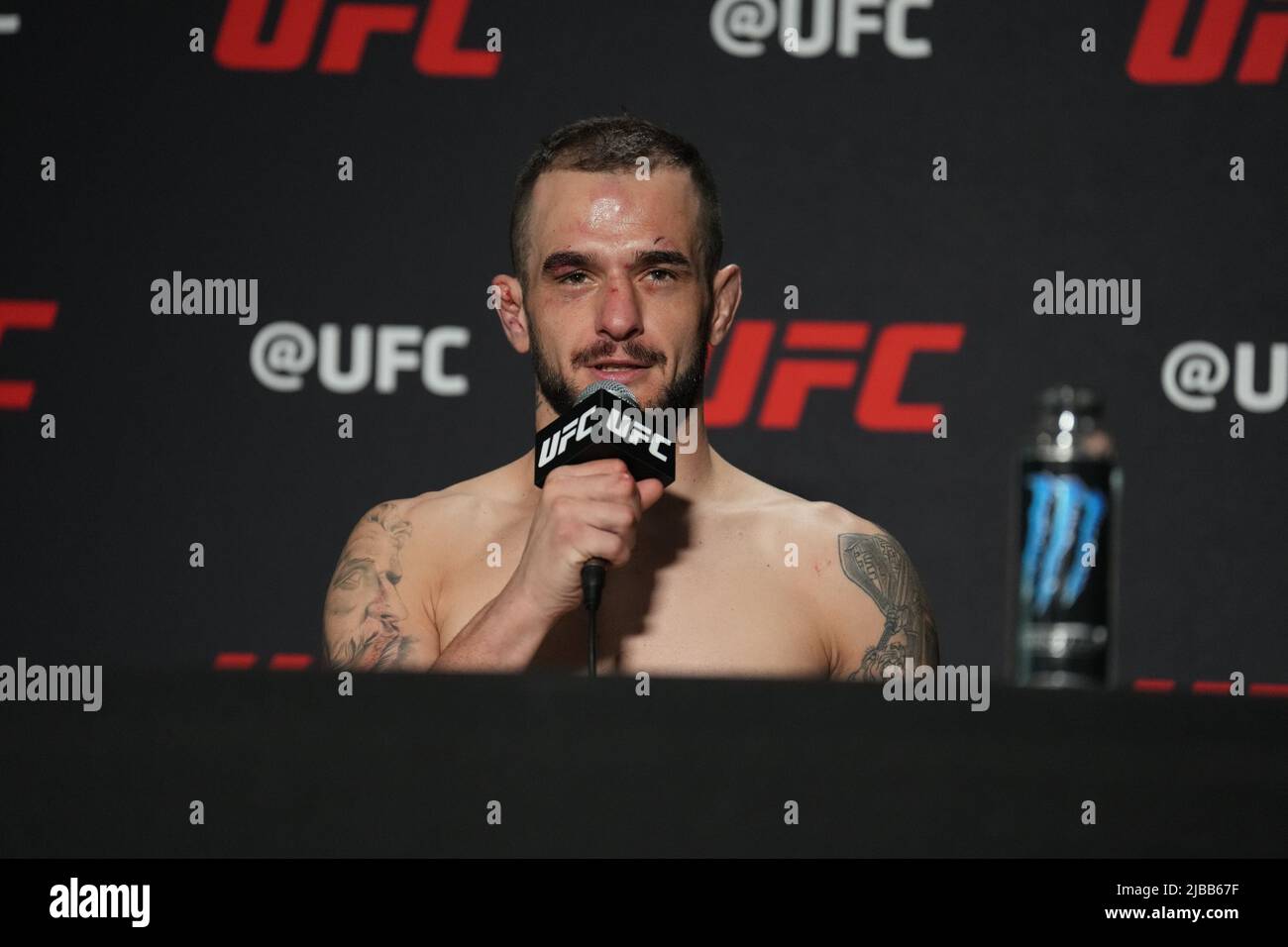 LAS VEGAS, NV - May 4: Lucas Almeida speaks with the press following ...
