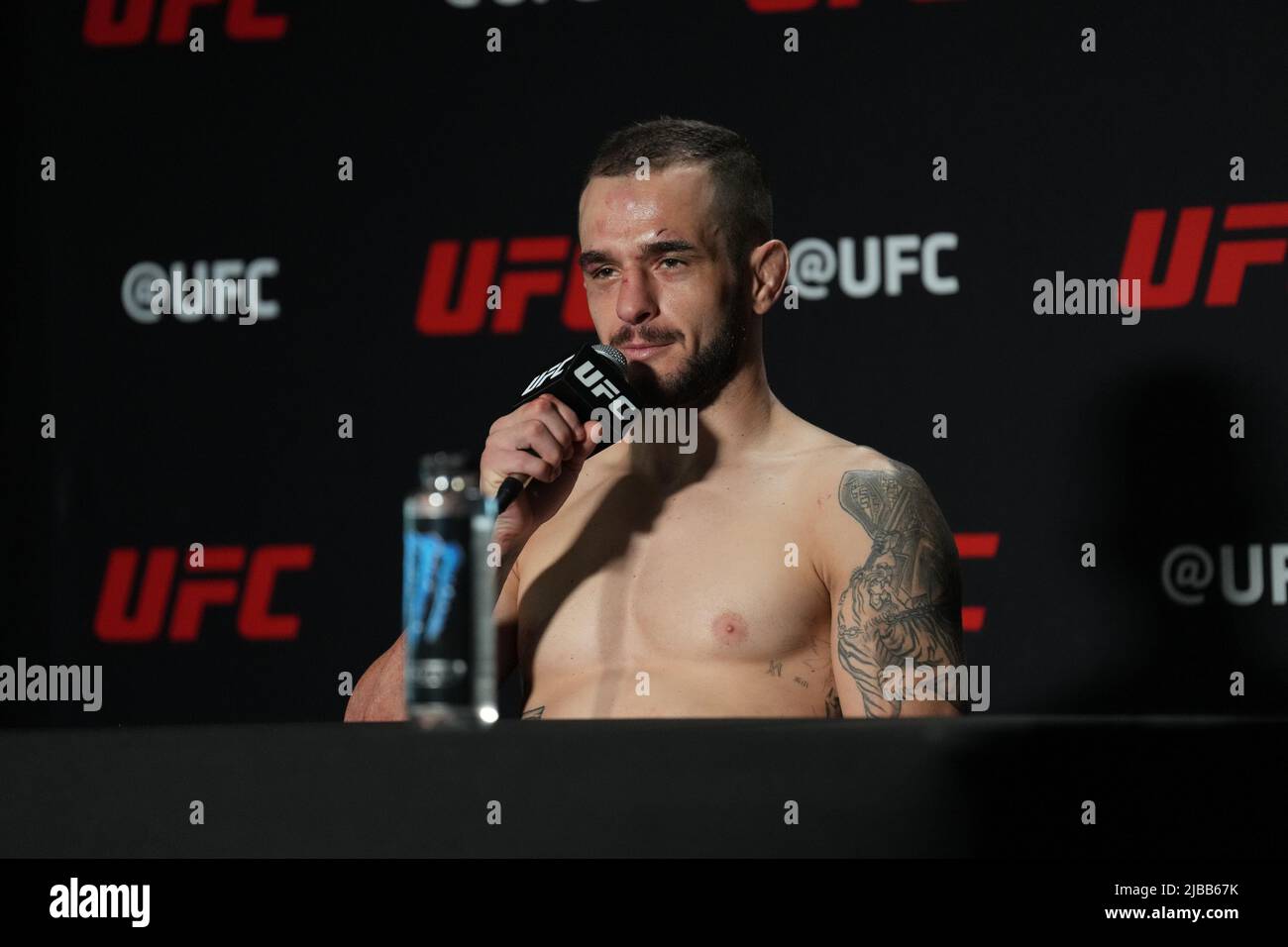 LAS VEGAS, NV - May 4: Lucas Almeida speaks with the press following ...