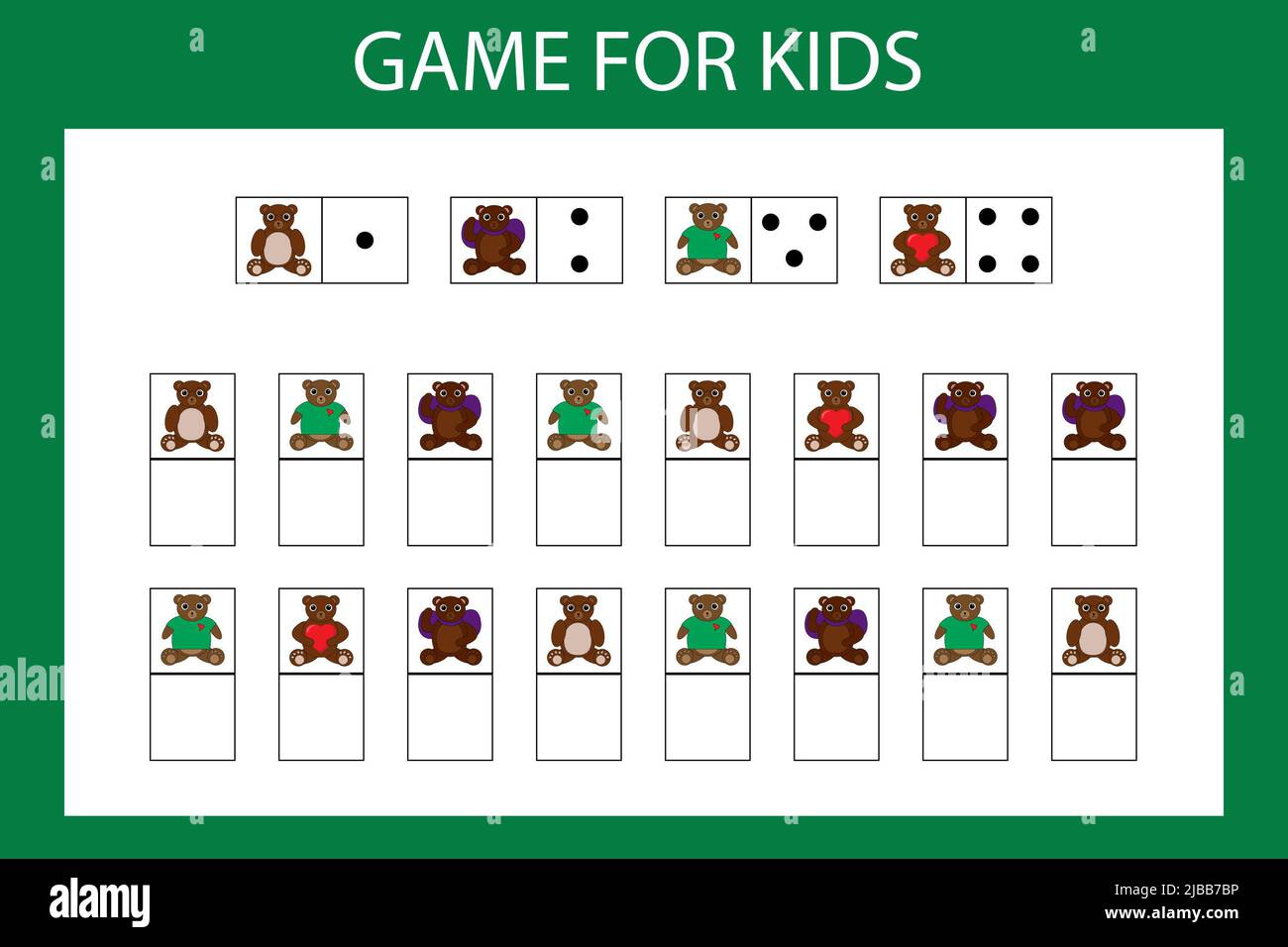 A game for children, a puzzle with pictures, write the desired symbol ...