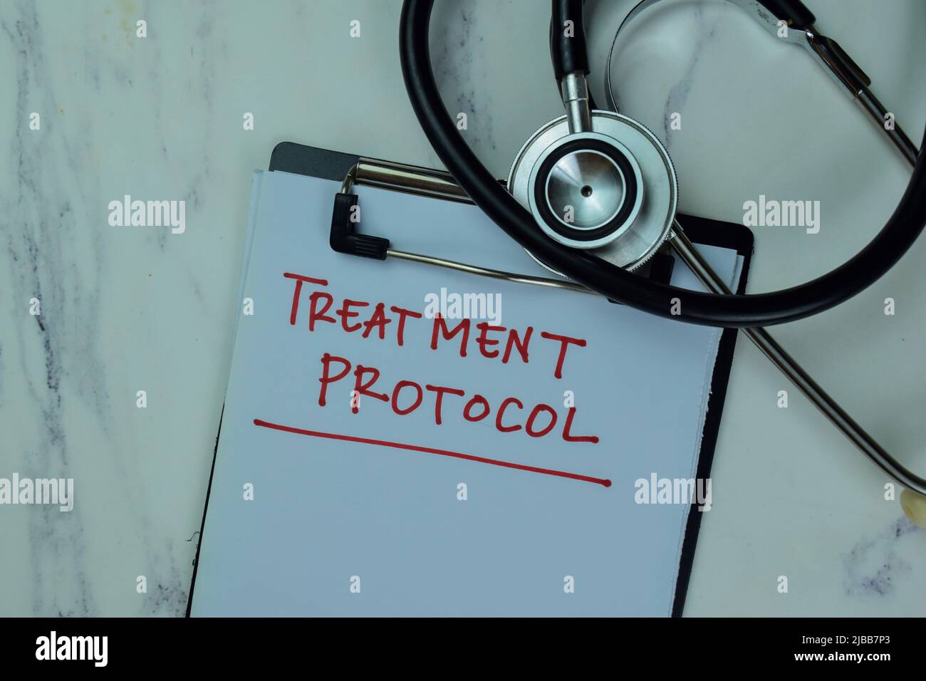 Treatment Protocol write on a paperwork with stethoscope isolated on ...