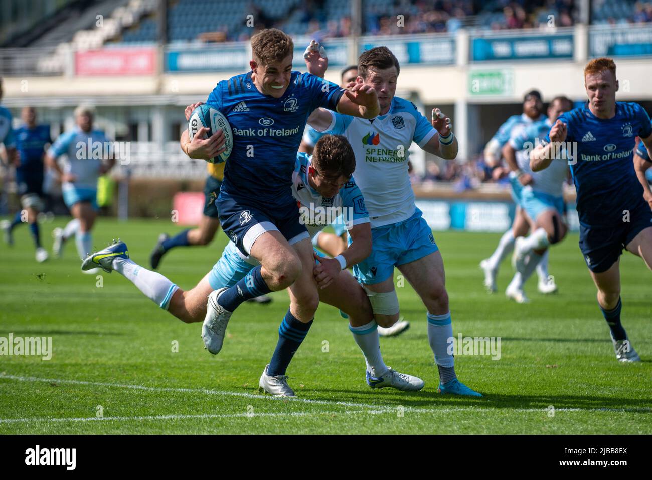 Dublin, Ireland. 04th June, 2022. Garry Ringrose of Leinster scores a ...