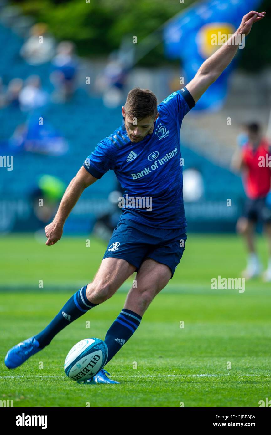 Ross Byrne of Leinster takes a conversion during the United Rugby ...
