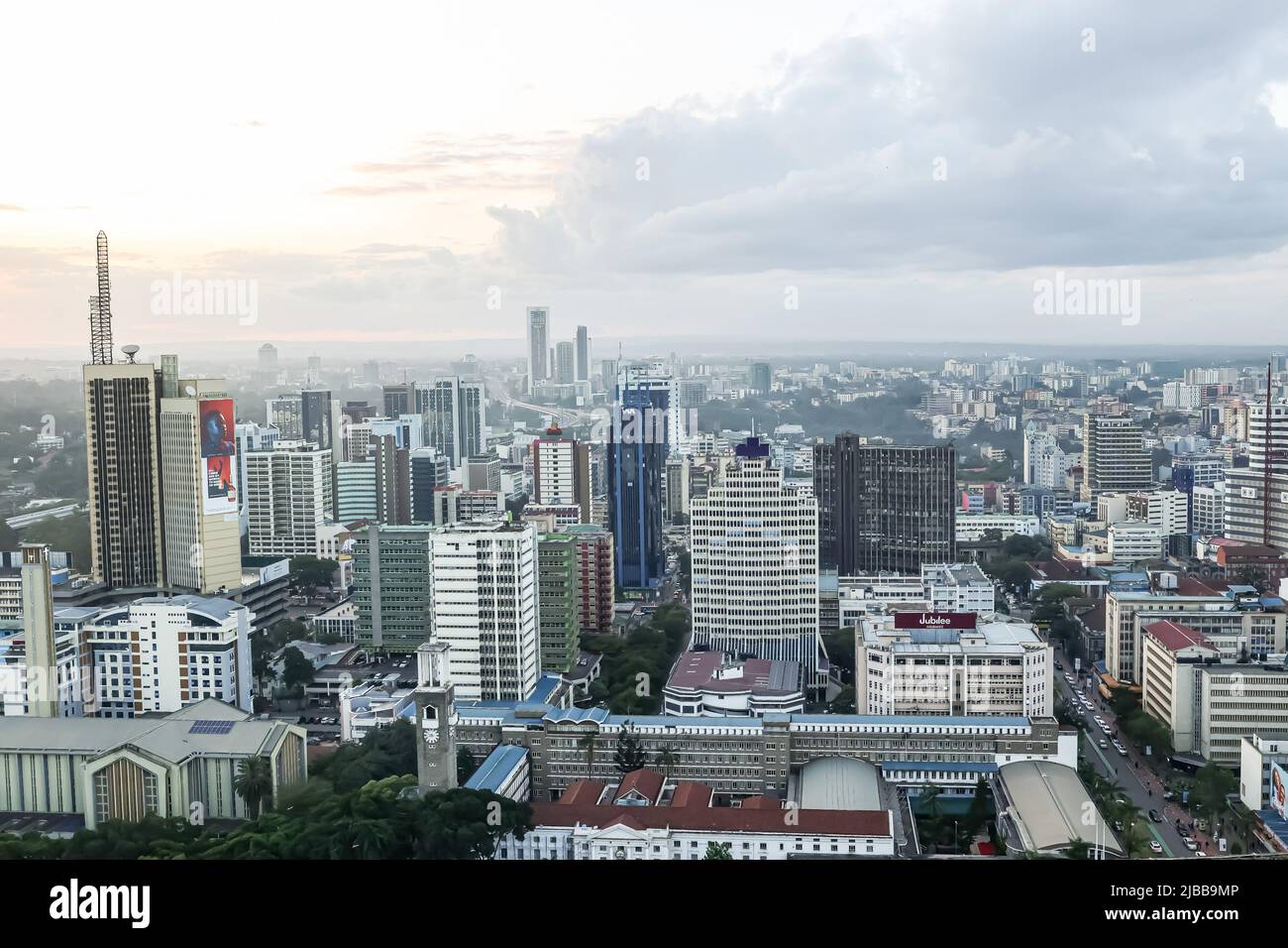 An aerial view of the modern Nairobi cityscape, capital city of Kenya ...