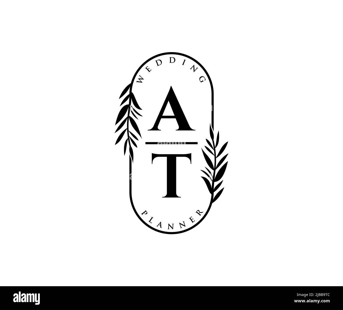 AT Initials letter Wedding monogram logos collection, hand drawn modern ...