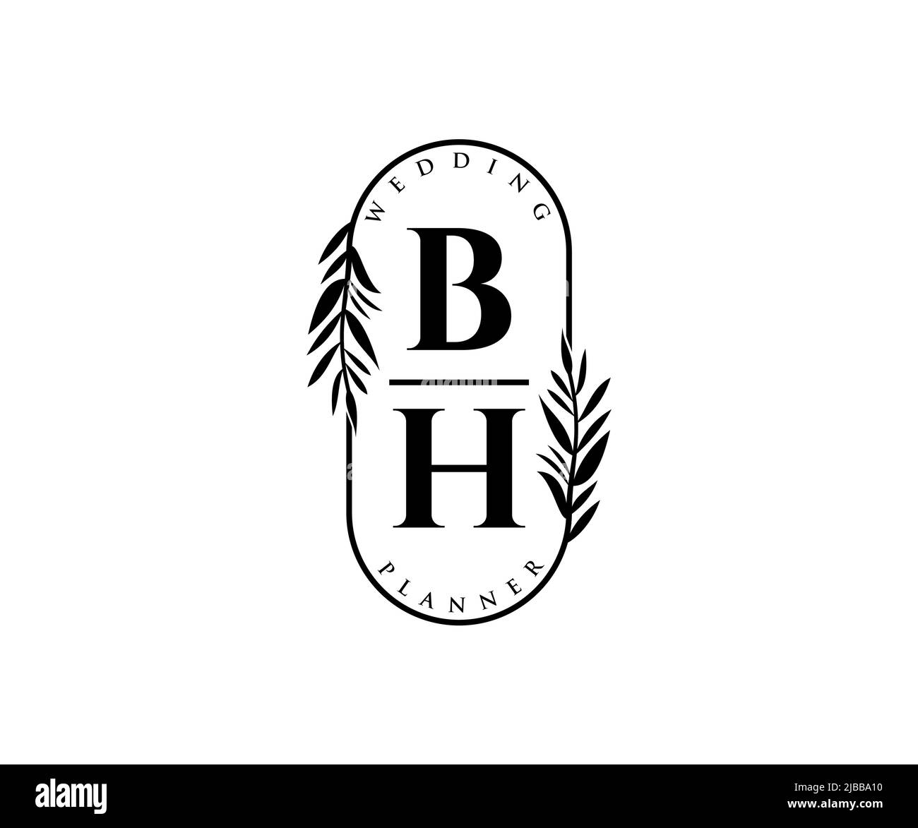 BH Initials letter Wedding monogram logos collection, hand drawn modern ...