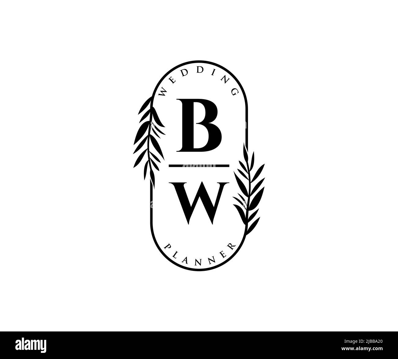 BW Initials letter Wedding monogram logos collection, hand drawn modern ...