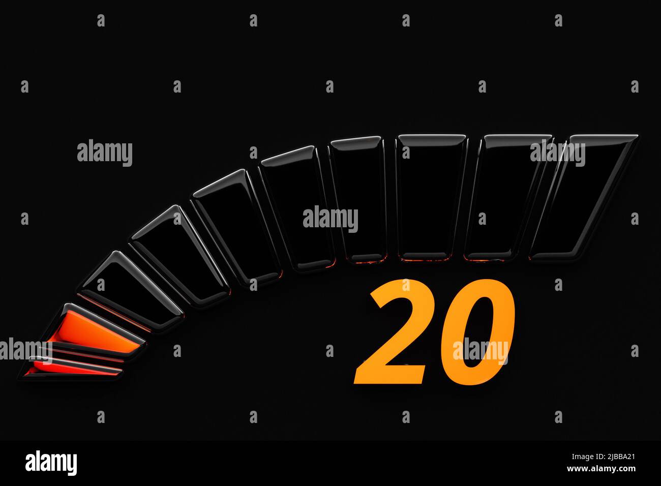 3d illustration control panel icon with indicator 20 . Low risk concept ...