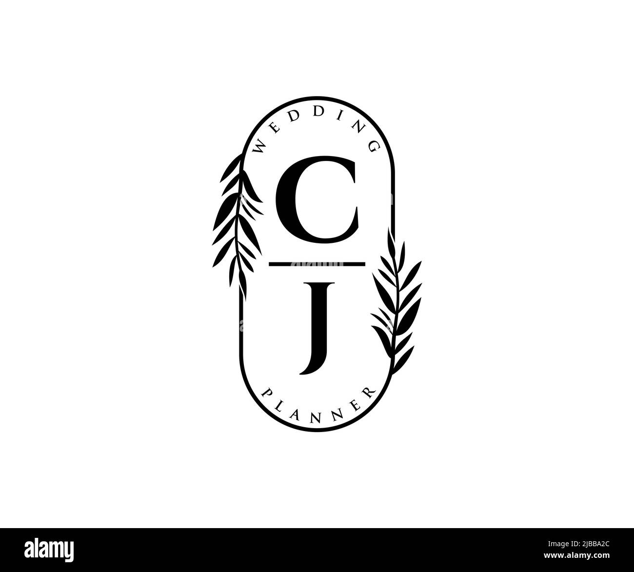 Cj Initials Letter Wedding Monogram Logos Collection Hand Drawn Modern