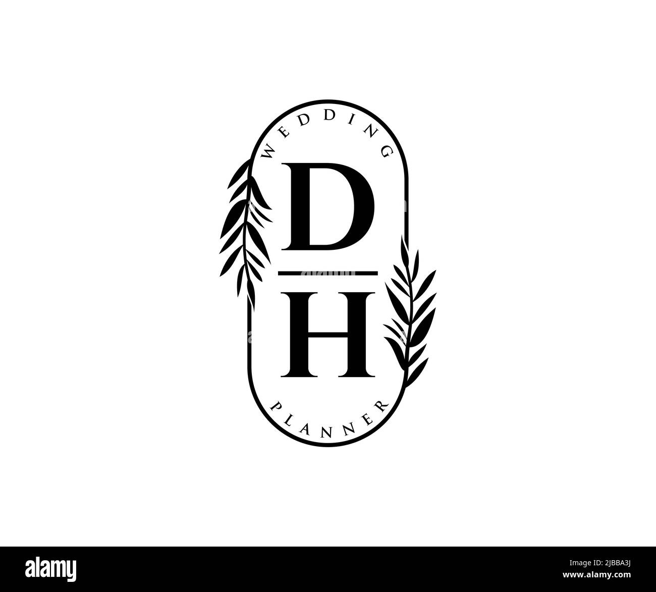 DH Initials letter Wedding monogram logos collection, hand drawn modern ...