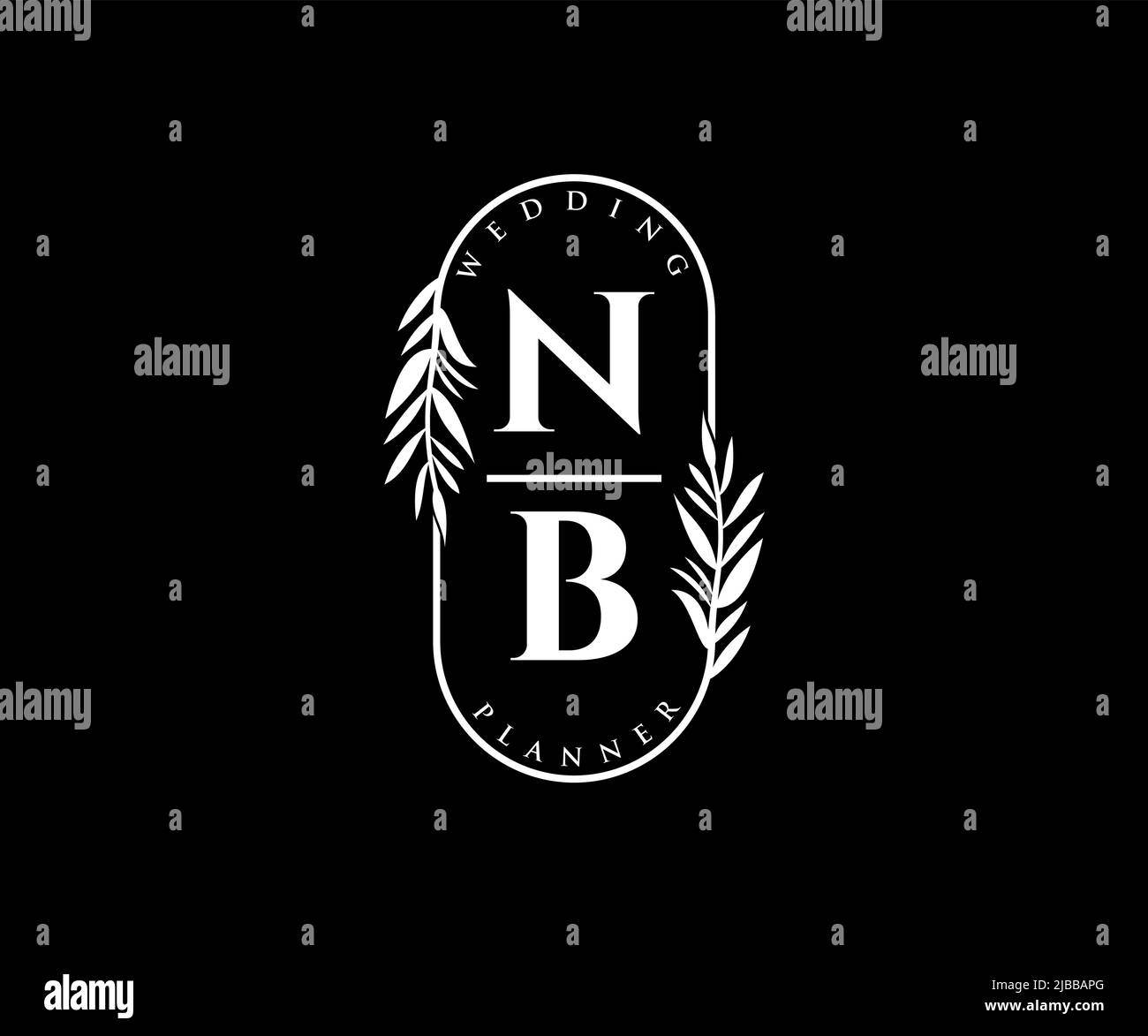 NB Initials letter Wedding monogram logos collection, hand drawn modern ...