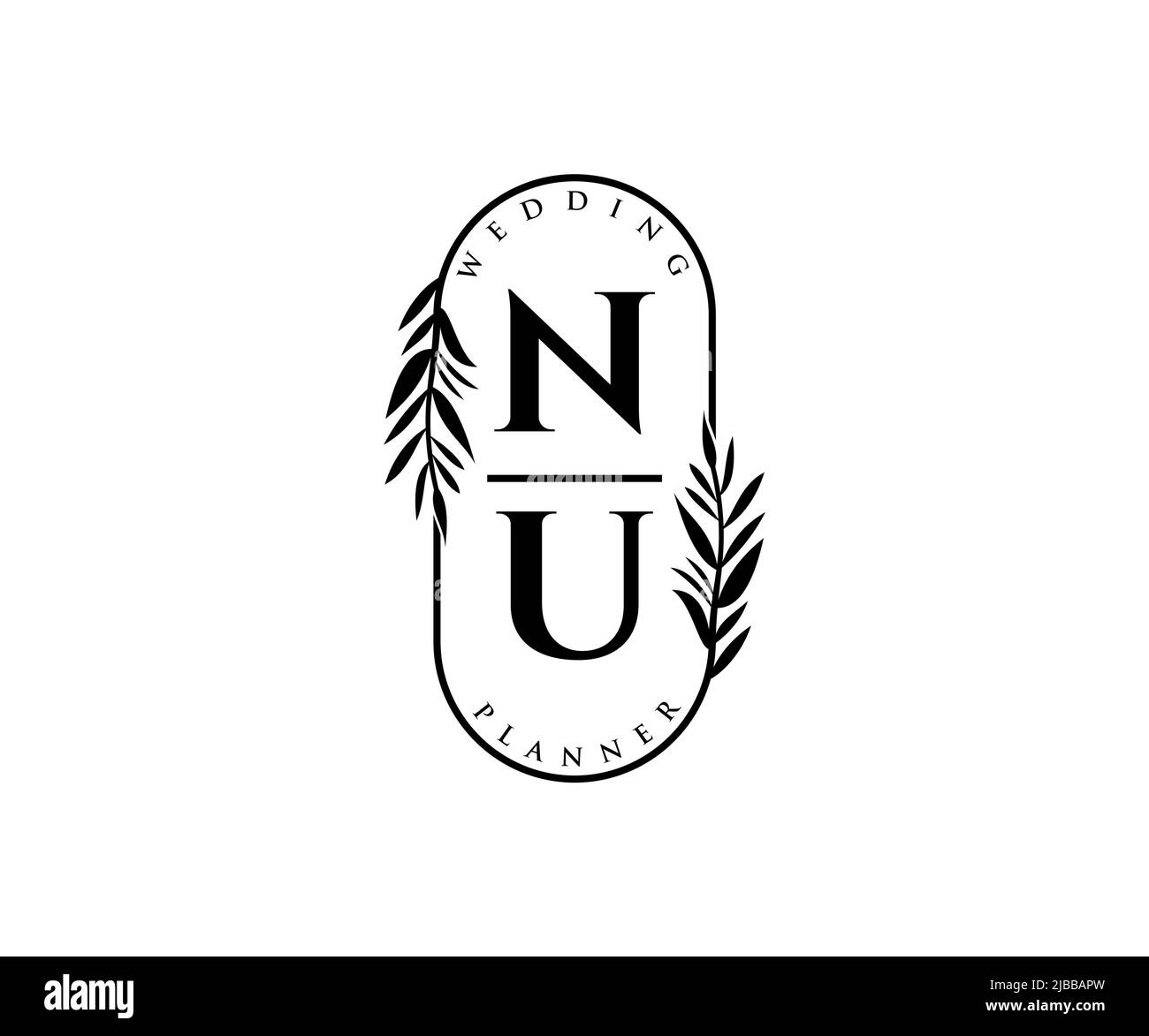 NU Initials letter Wedding monogram logos collection, hand drawn modern ...