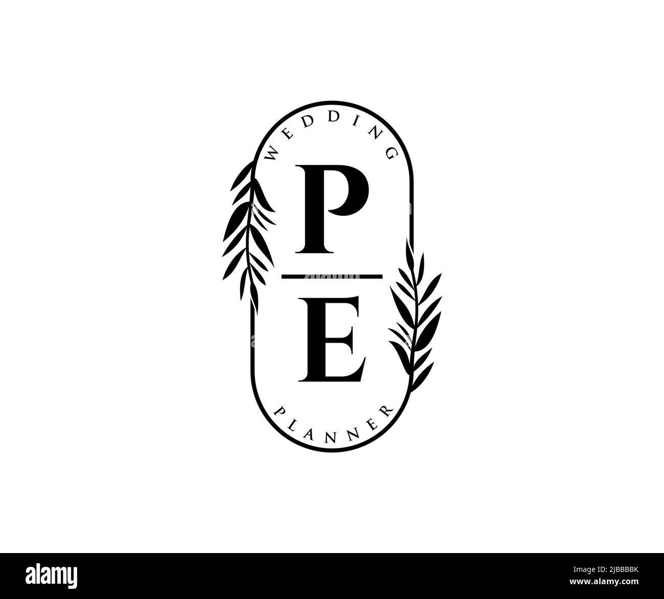 PE Initials letter Wedding monogram logos collection, hand drawn modern ...